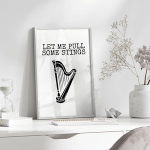 Funny Harp Lover Poster Harp Player PRINTABLE Wall Art, Band Teacher ...
