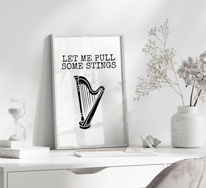 Funny Harp Lover Poster Harp Player PRINTABLE Wall Art, Band Teacher ...