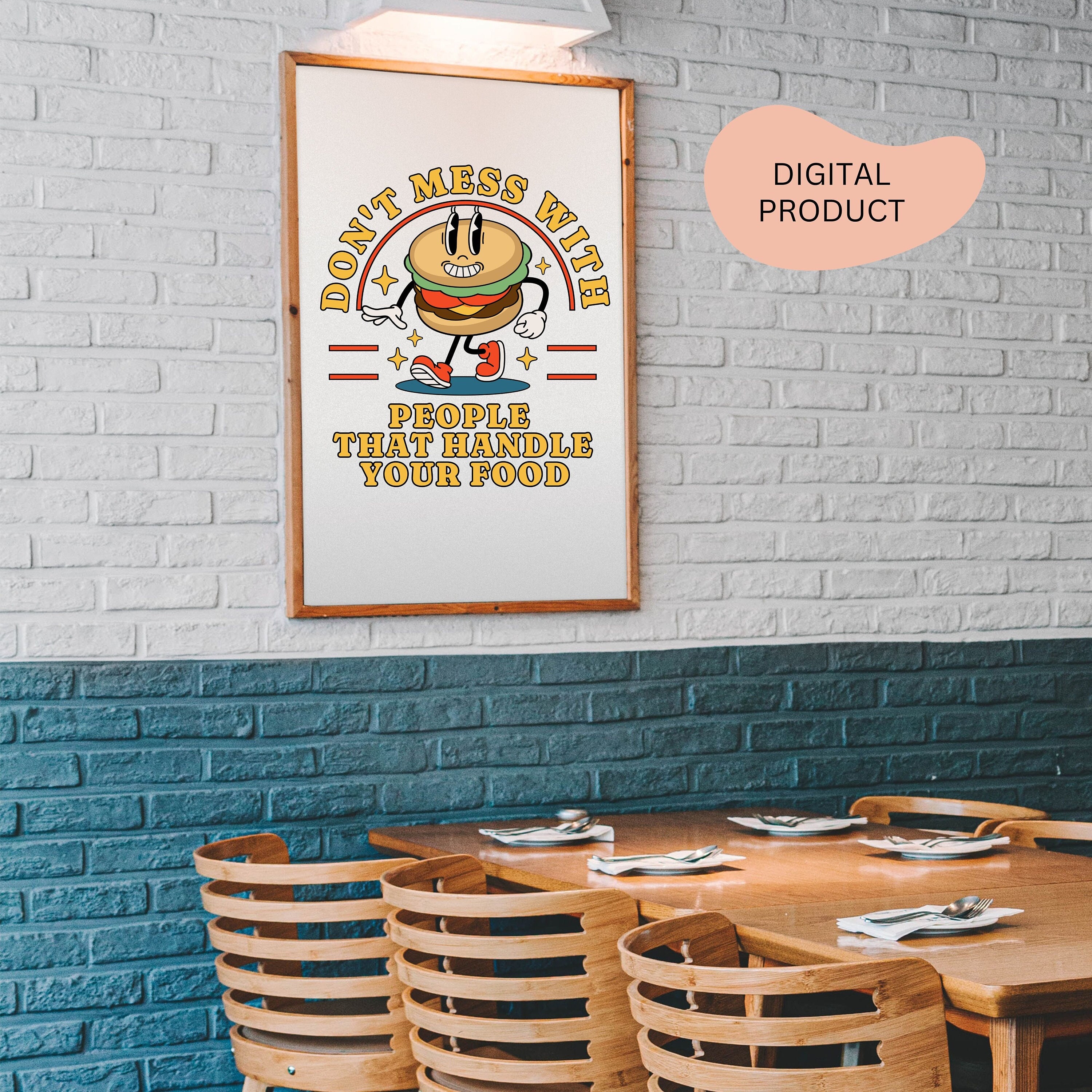 Funny Cheeseburger PRINTABLE Digital Wall Art ,aesthetic Kitchen Decor ...