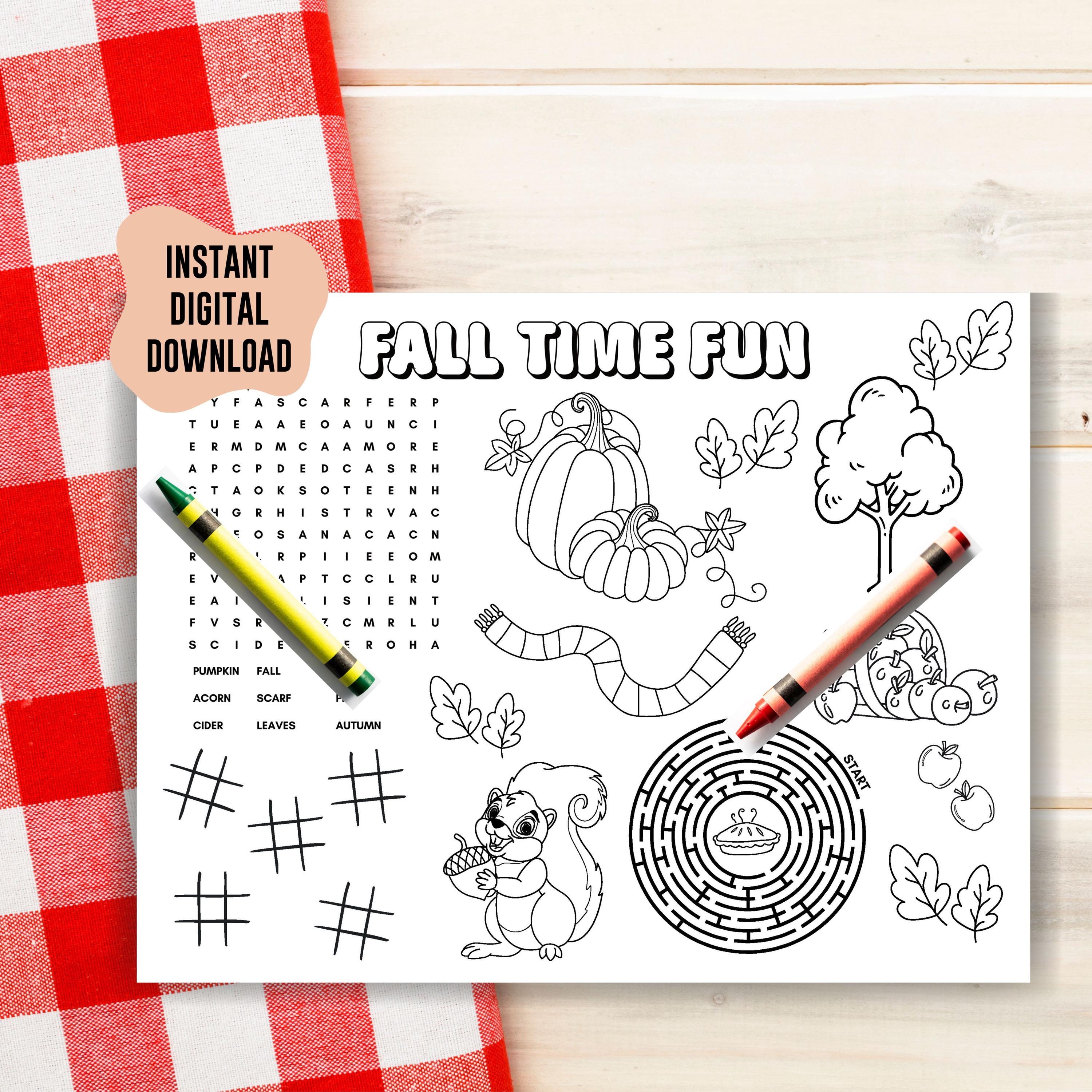 2 Easy Fall Halloween Coloring Activity Sheets, Printable Pumpkin Game ...