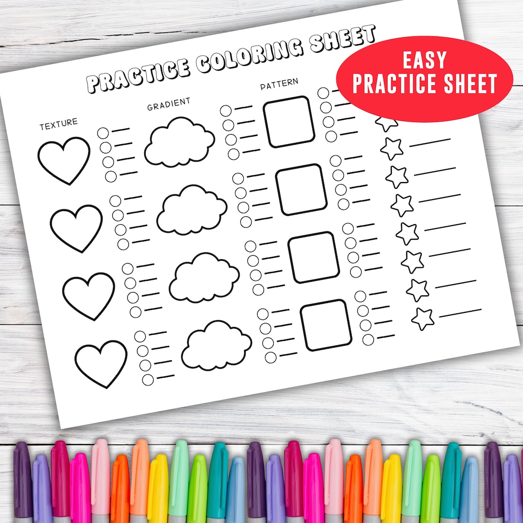 Practice Coloring Sheet, Printable Color Swatch Digital Download, Art ...