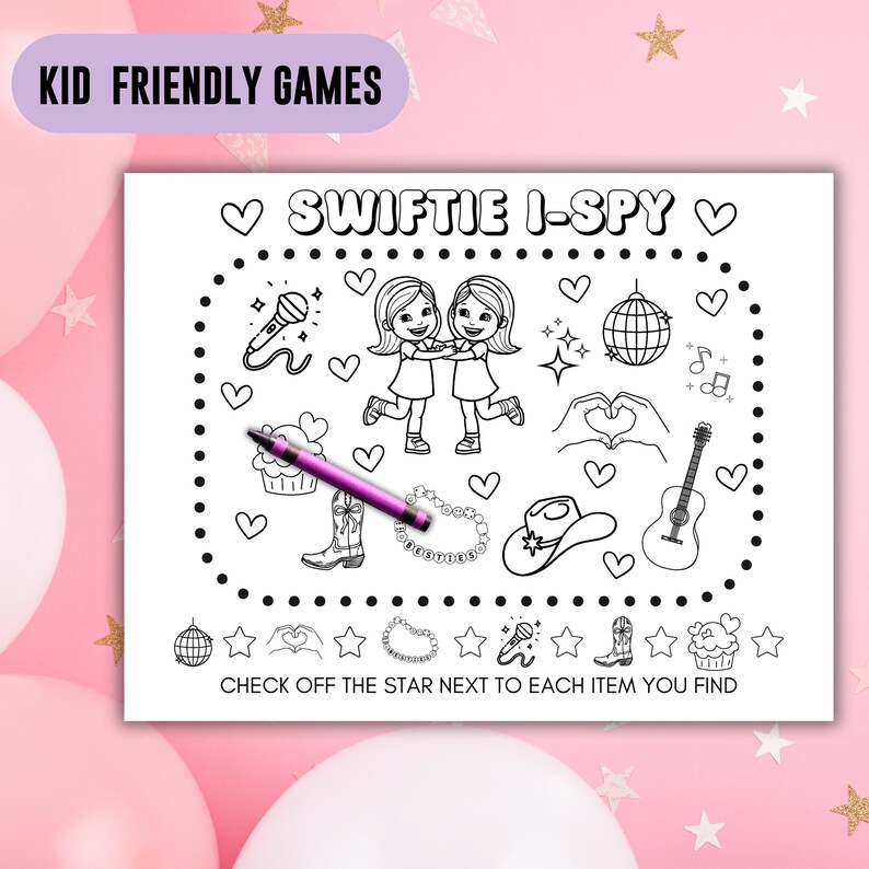 Swiftie Activity Coloring Page, Printable Taylor Party Game, Swift Even ...