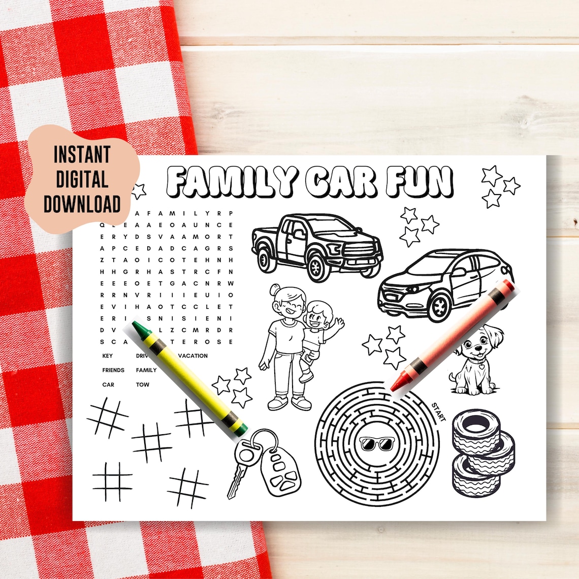 Digital Car Dealership Auto Body Shop Activity Sheet, Kid Waiting Room ...