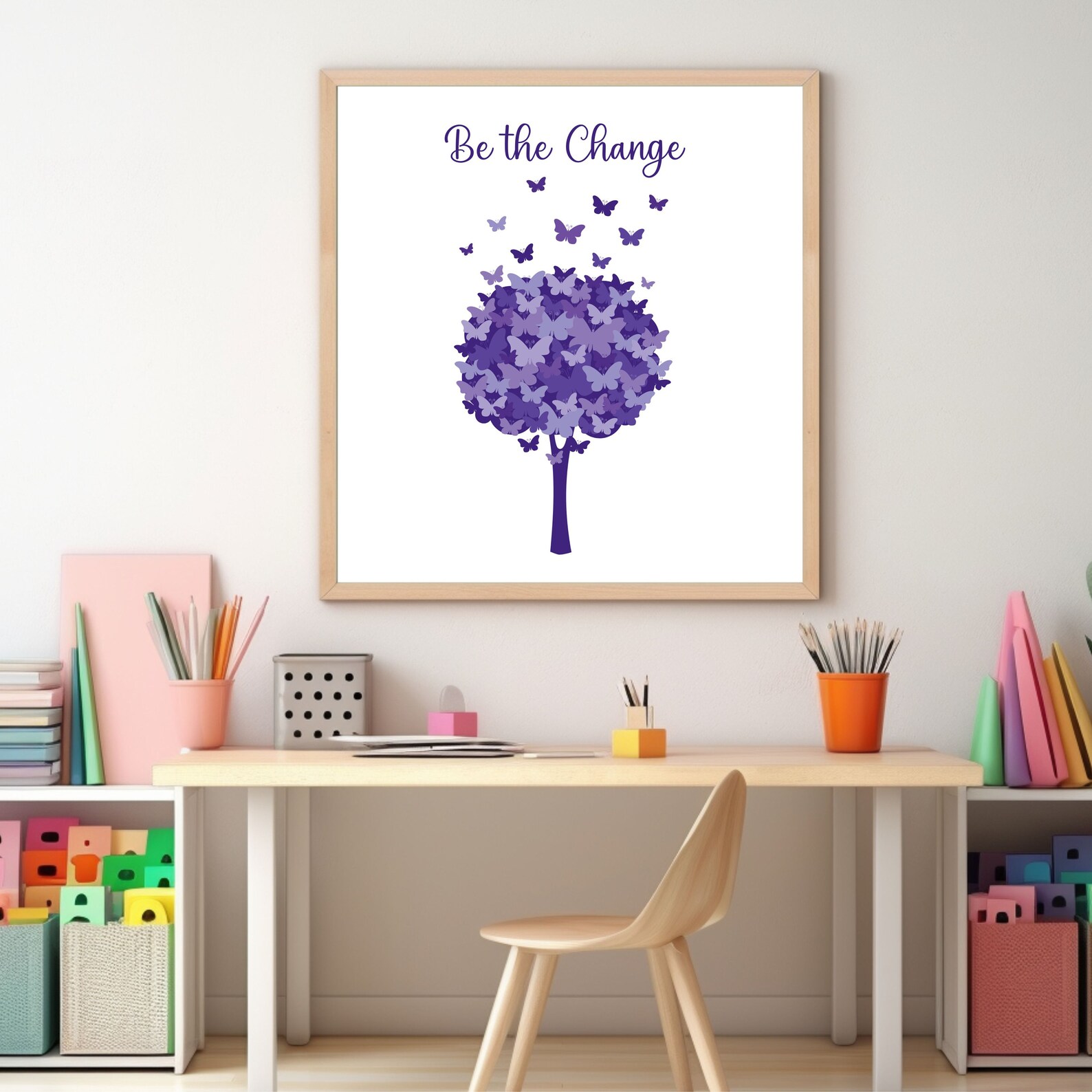 Be the Change Purple Butterfly Classroom Poster Motivational PRINTABLE ...
