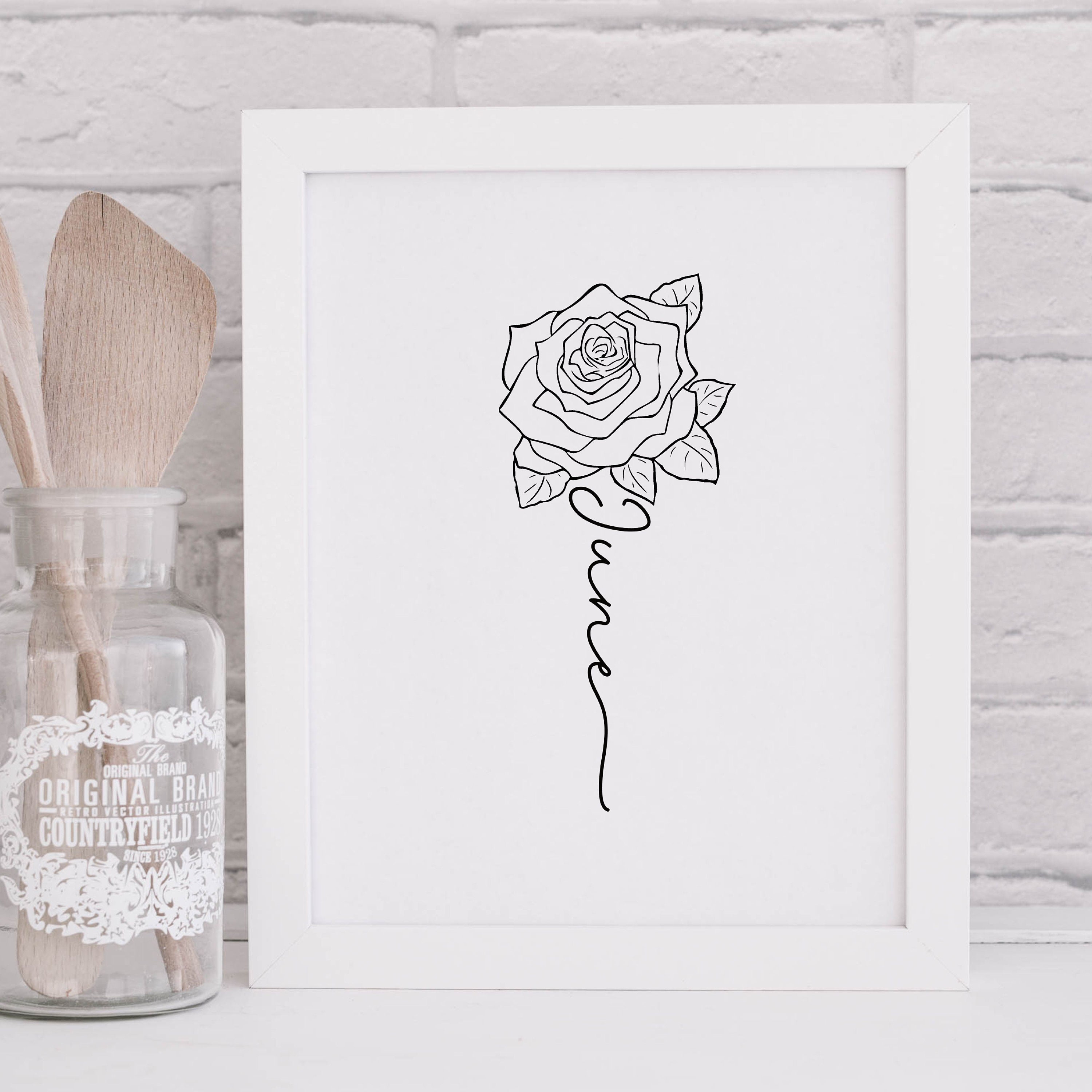 Rose June Birth Flower PRINTABLE Digital Wall Art Minimalist June ...