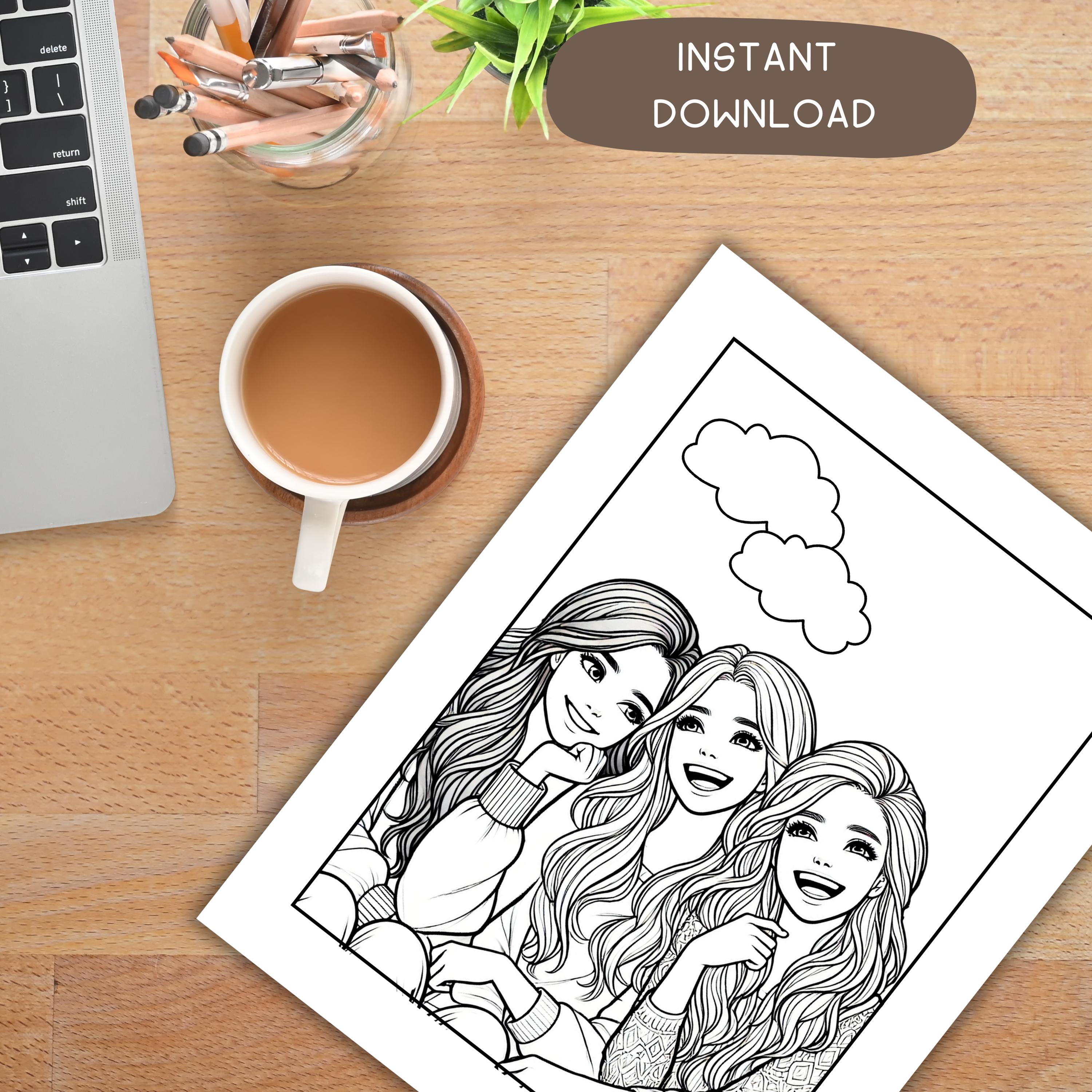 Best Friends Coloring Page Gift, Adult Color Sheet, Printable BFF ...