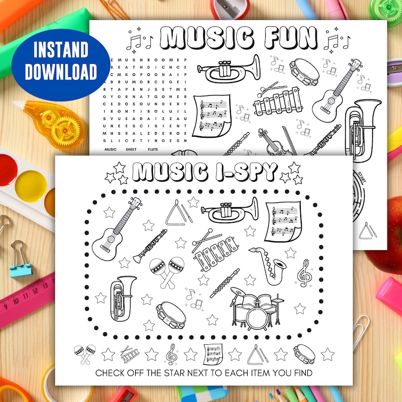 Music Class Activity Coloring Page, Kids Band Teacher Sheet, Printable ...