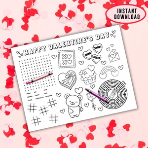 Valentine's Day Coloring Page Activity Bundle, Printable Hearts and ...