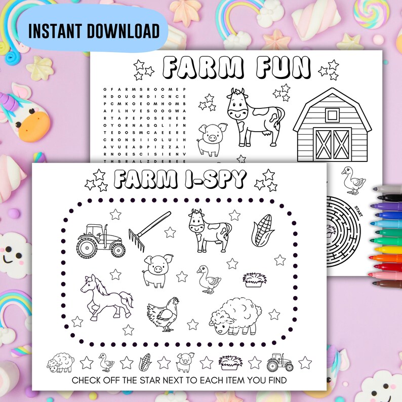 Farm Animal Coloring Pages | Fun Kid Cow Pig Activity Sheets | Petting ...