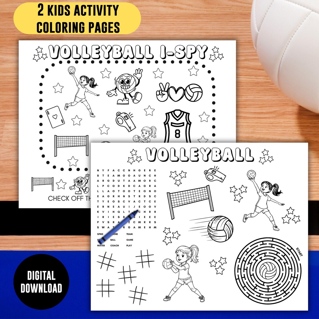 Girls Volleyball Coloring Activity Sheet: Team Practice Games (digital ...