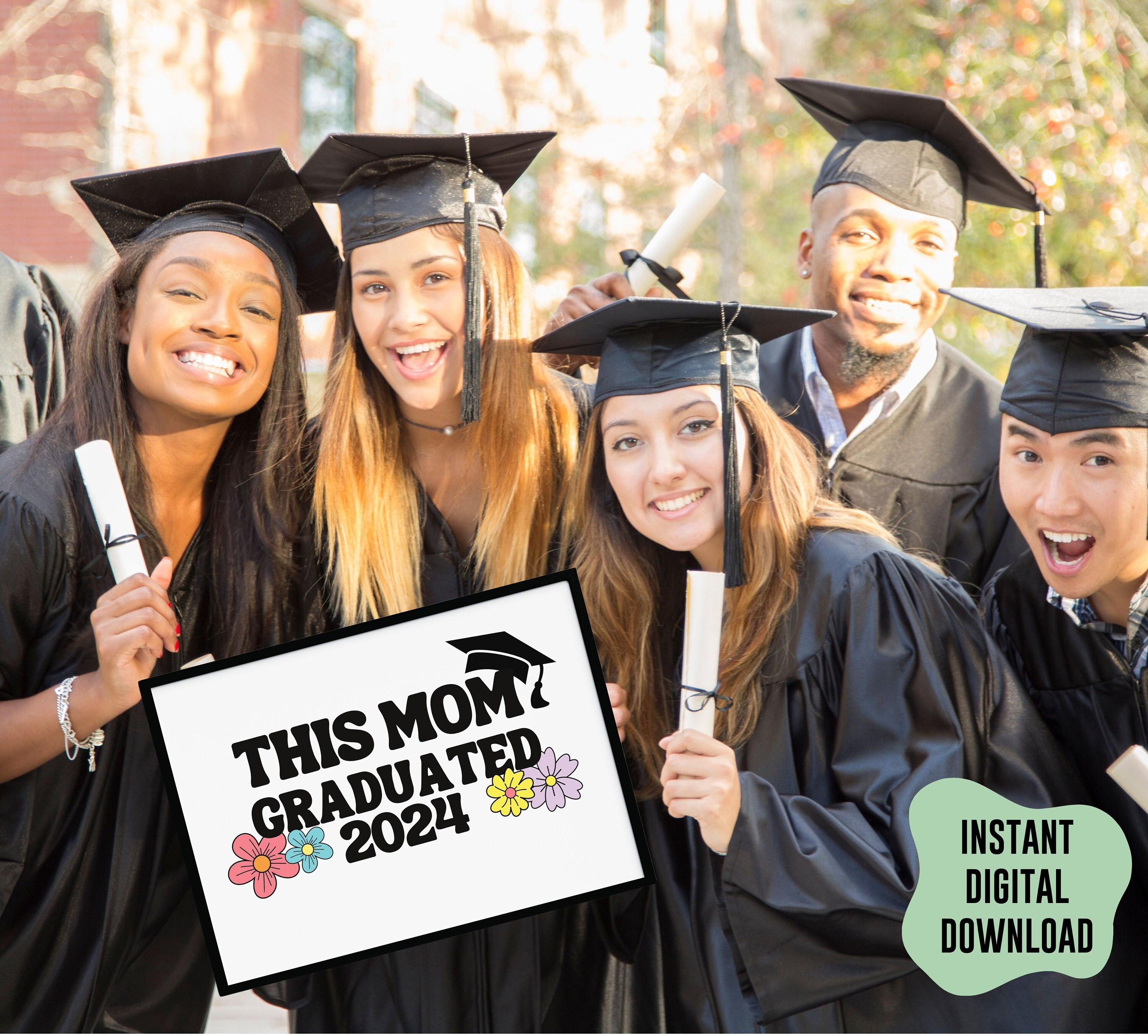 Mom Graduate 2024 Photo Prop, Graduation New Mom Gift, High School or ...