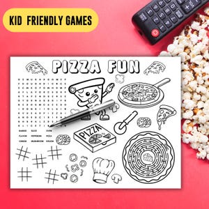 Pizza Party Coloring Activity Sheet, Birthday Favor Digital Download ...