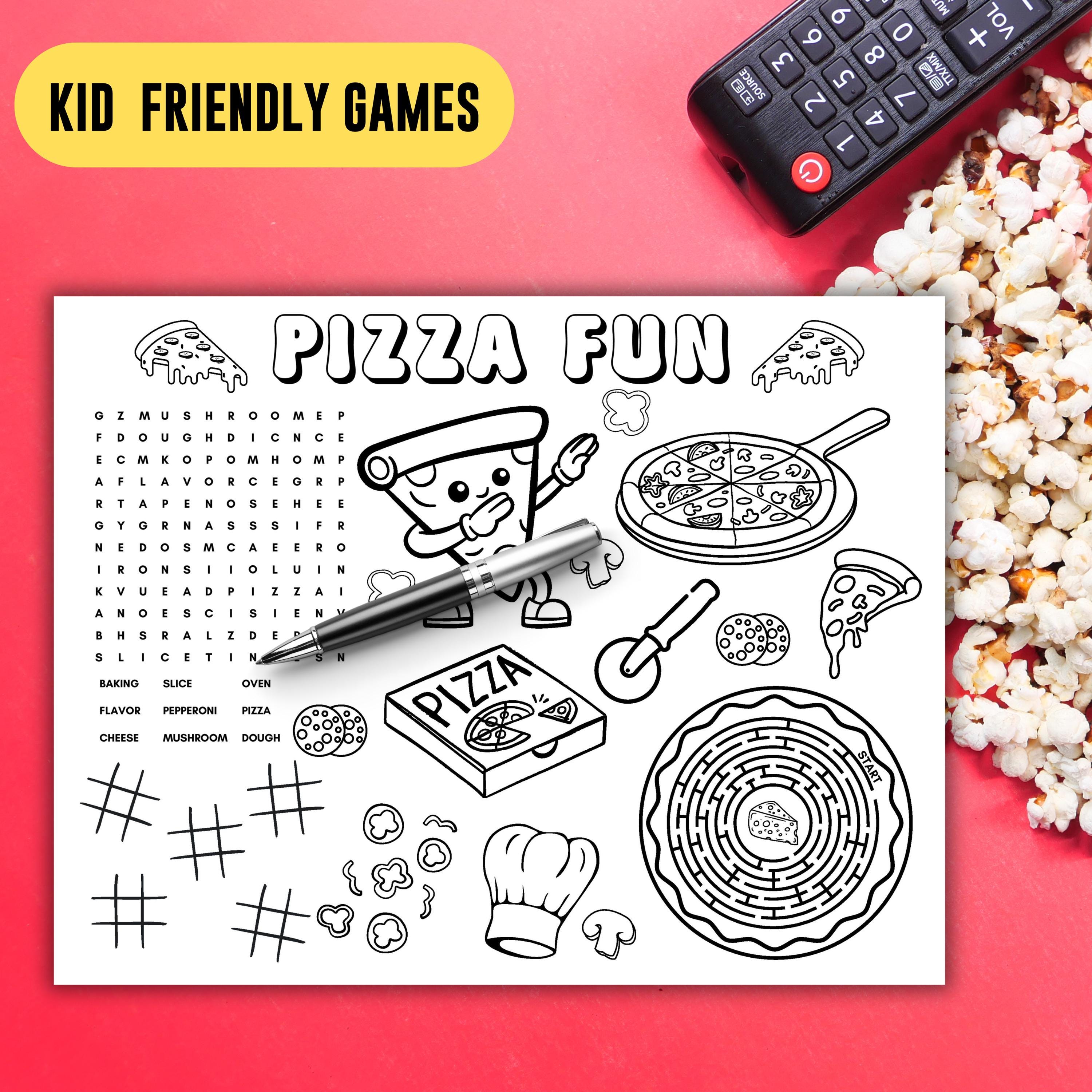Pizza Party Coloring Activity Sheet, Birthday Favor Digital Download ...