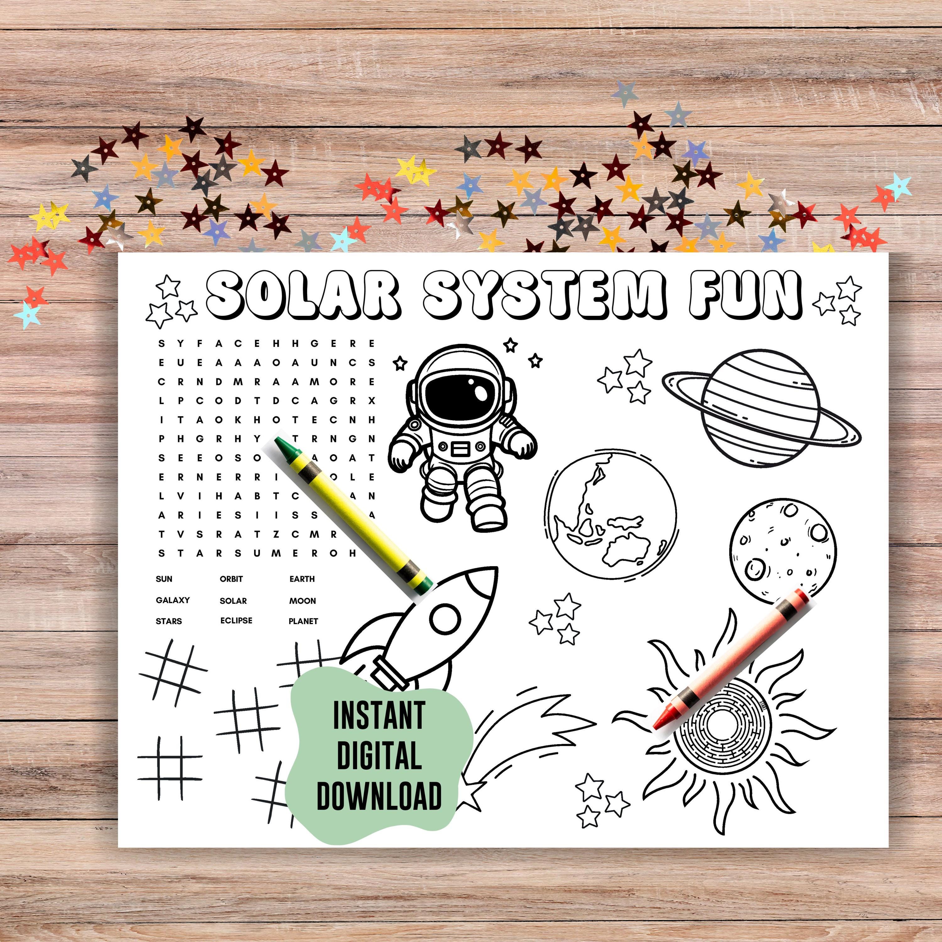 Solar System Kid Coloring Sheet, Digital Birthday Outer Space Activity ...