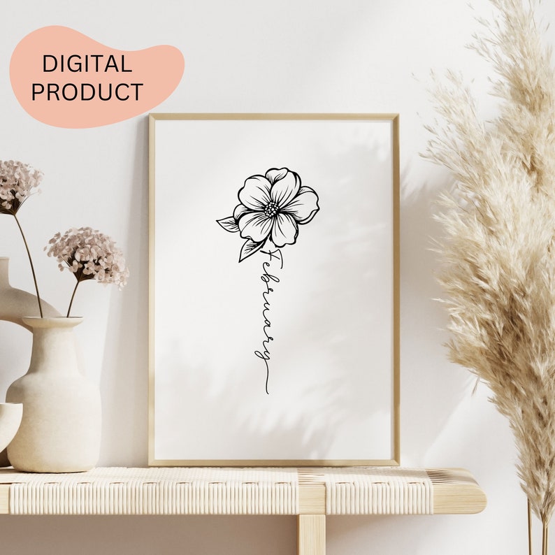 Violet February Birth Flower PRINTABLE Digital Wall Art Poster ...