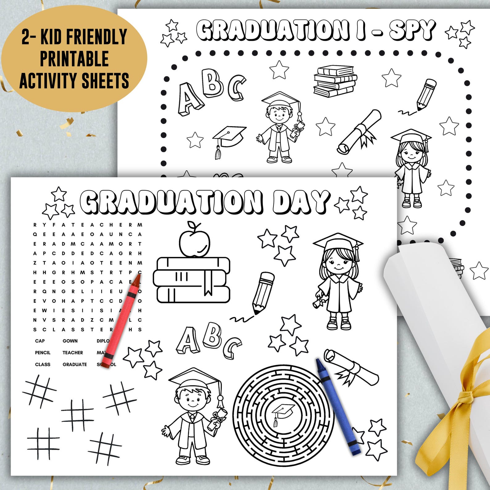 Graduation Day Kid Coloring Placemat Page, High School Grad Family ...