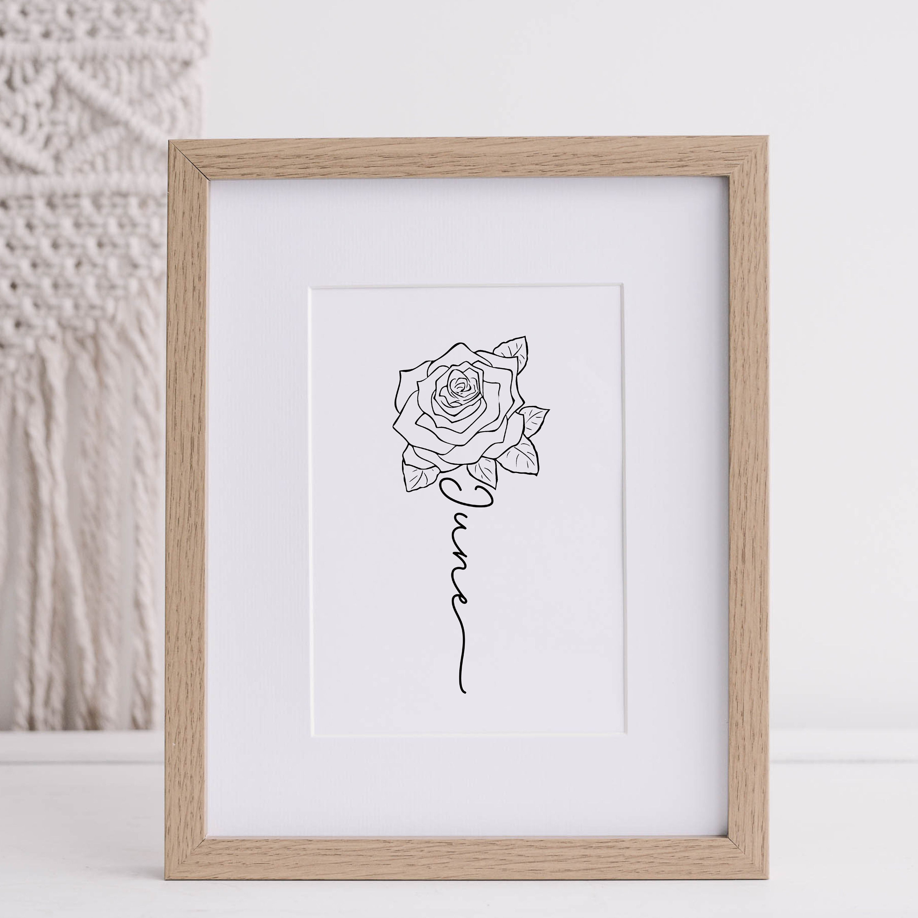 Rose June Birth Flower PRINTABLE Digital Wall Art Minimalist June ...