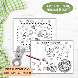 Baby Shower Game Kid Activity Sheet, Printable Pink or Blue Bow Favor ...