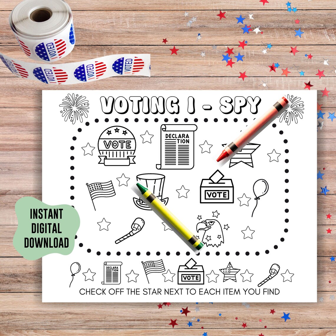 2- Easy Voting Day Kid Coloring Sheet, Digital Download School Election ...