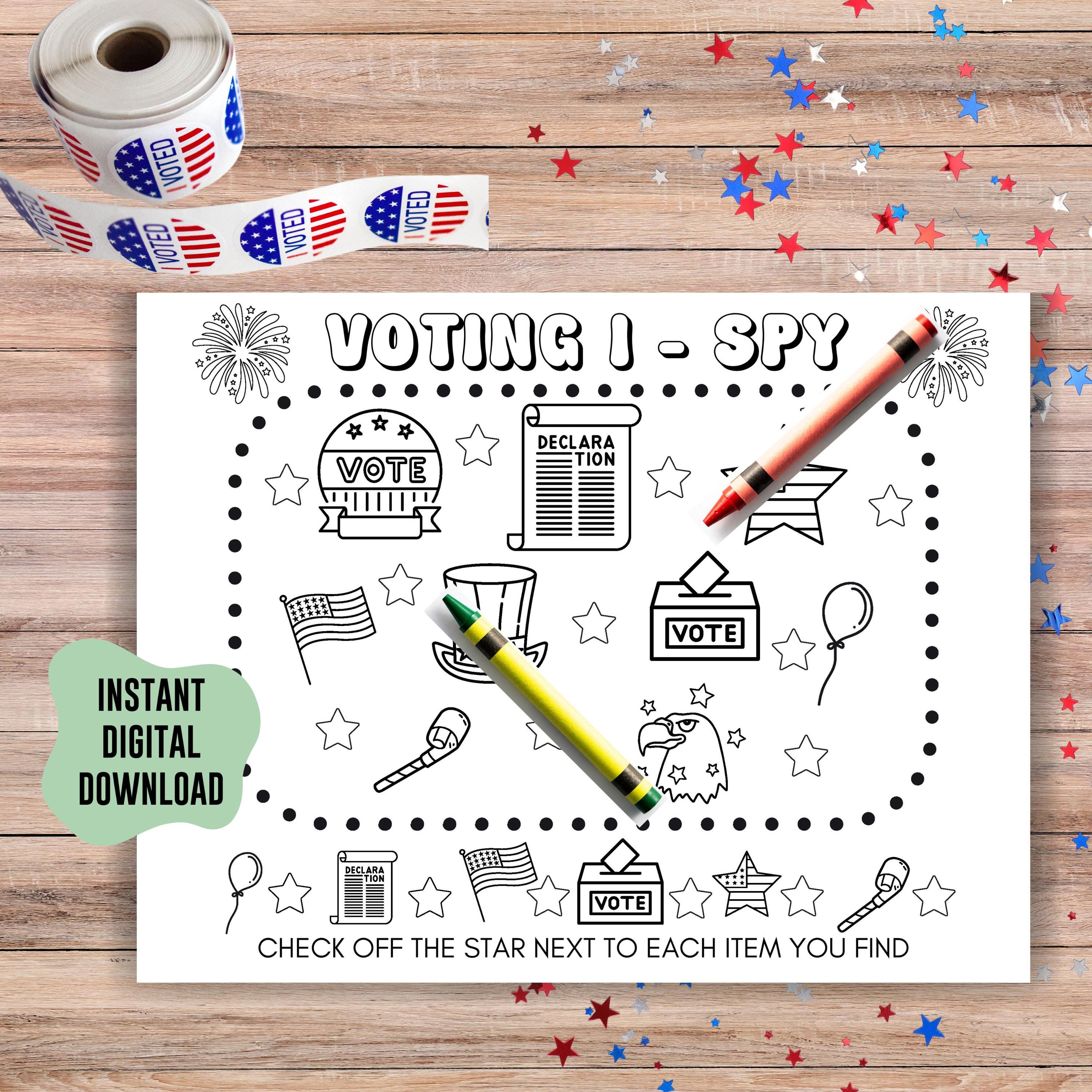2- Easy Voting Day Kid Coloring Sheet, Digital Download School Election ...