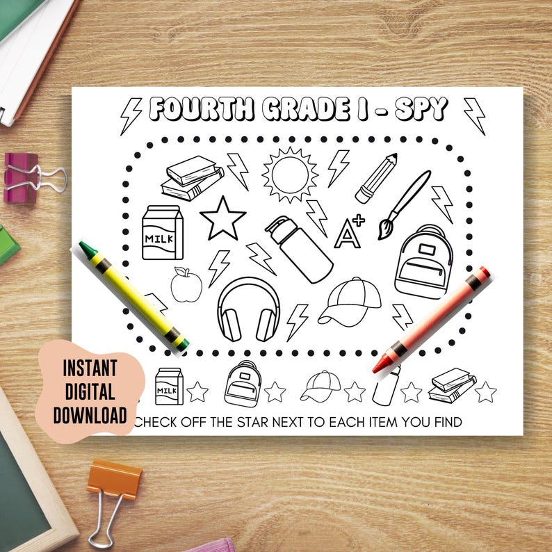 2- Fun Fourth Grade Coloring Activity Sheets, Printable Welcome Game ...