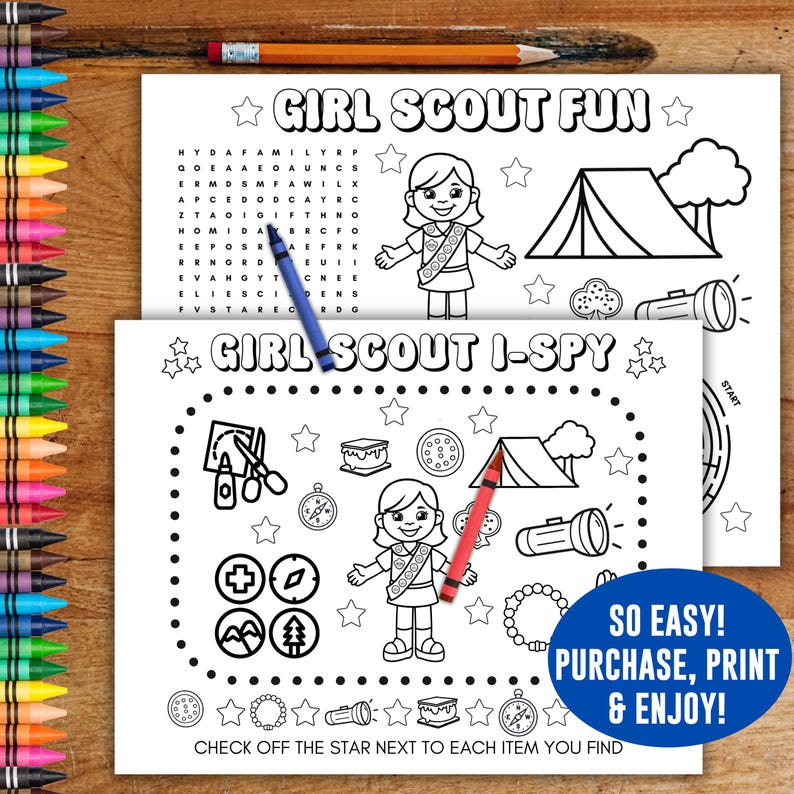 Girl Scout Activity Coloring Page, Team Building Game, Brownie Daisy ...