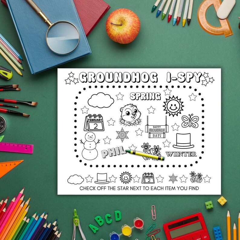 Groundhog Day Kids Coloring Sheet, Printable Class Spring Activity Page ...