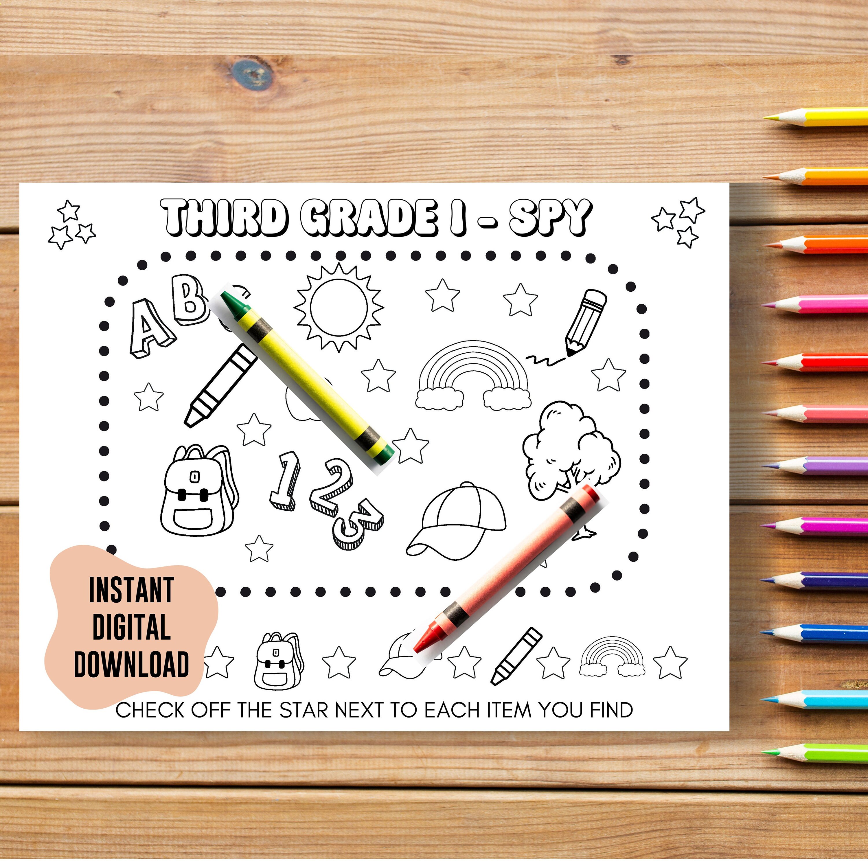 2- Easy Third Grade Coloring Activity Sheets, Printable Welcome Game ...