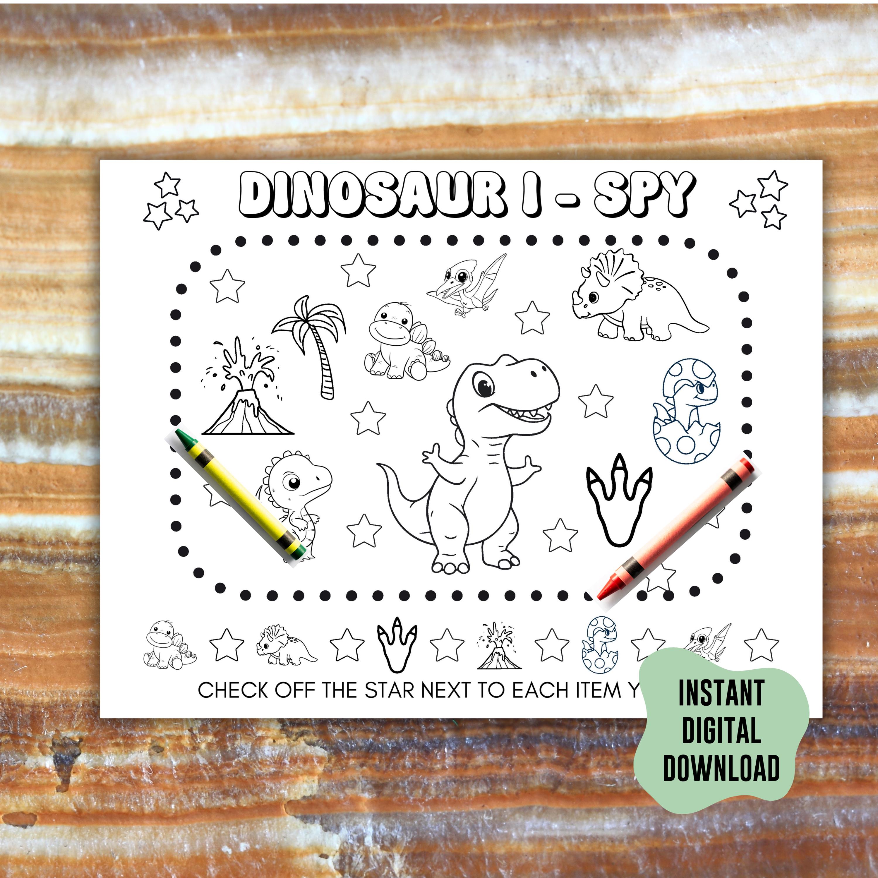 Dinosaur Kid Coloring Activity Page, Printable Birthday Party Favor ...