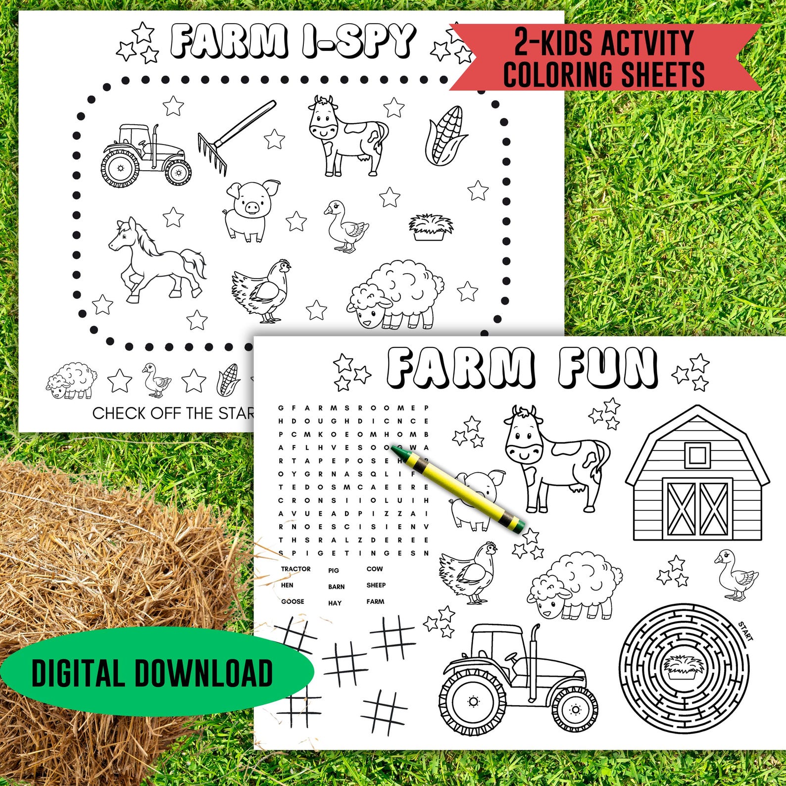 Farm Animal Coloring Pages | Fun Kid Cow Pig Activity Sheets | Petting ...