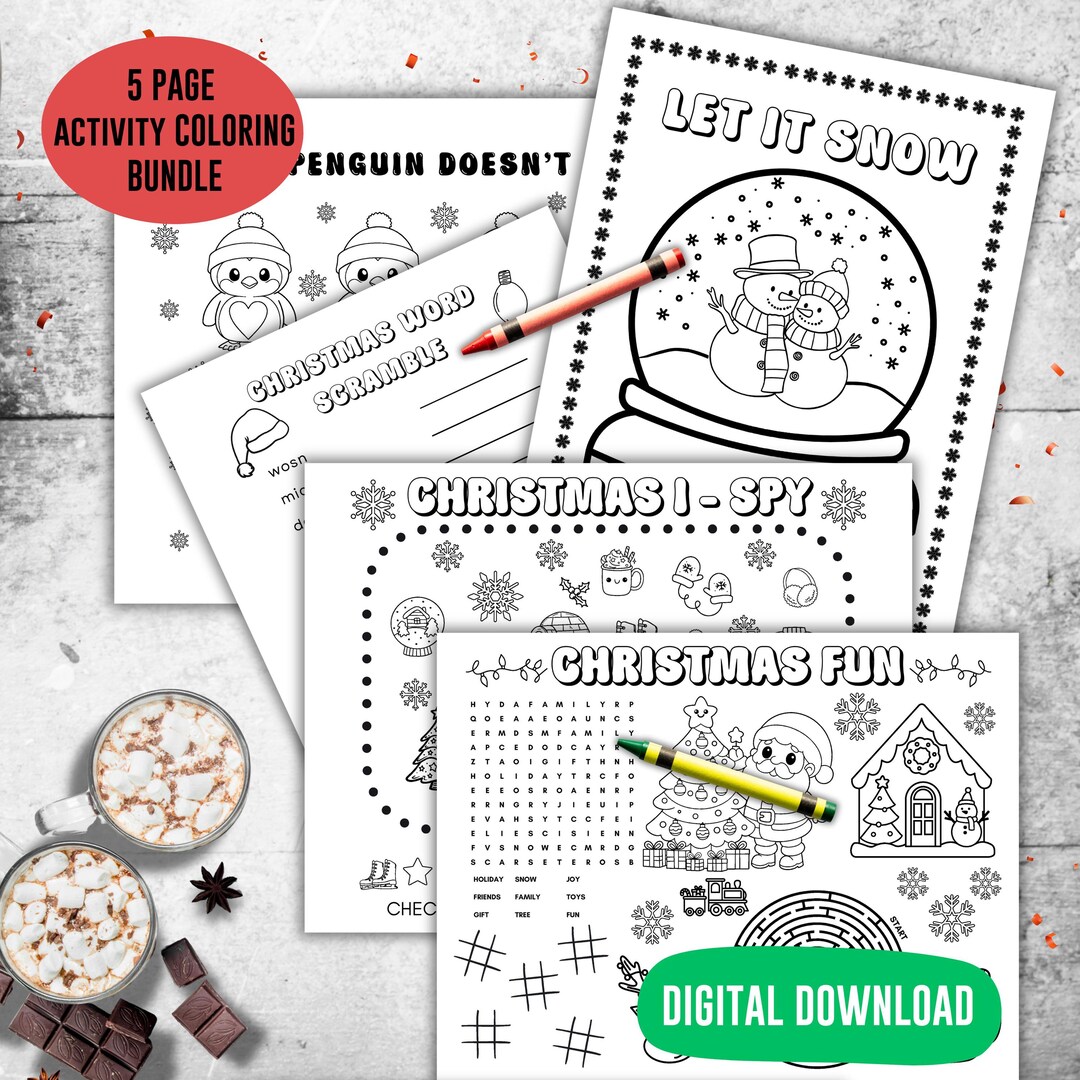 Digital Christmas Activity Bundle Gift, Kid Holiday Digital Download ...