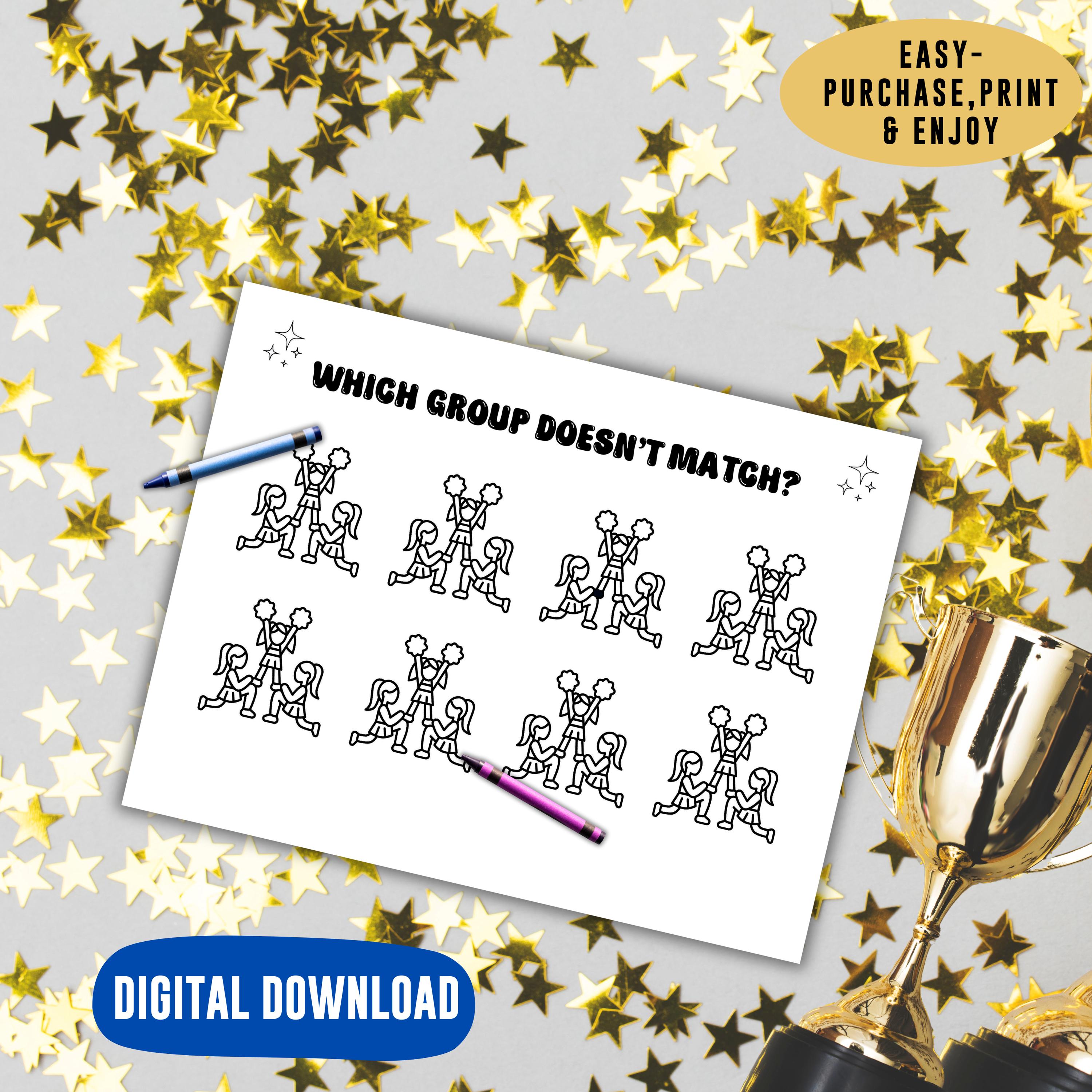 Cheerleader Coloring Activity Page Bundle, Comp All Star Team Bonding ...