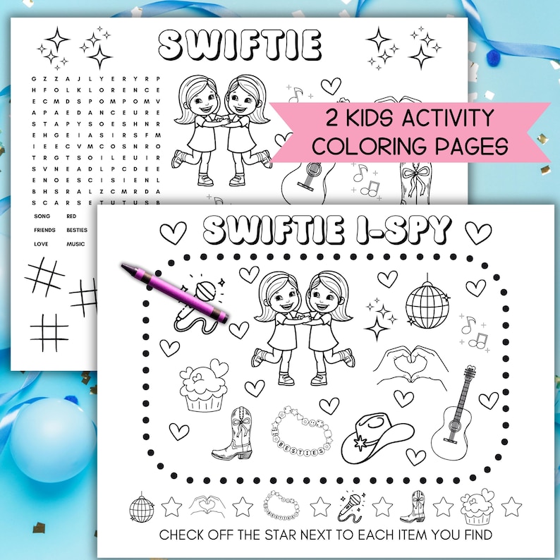 Swiftie Activity Coloring Page, Printable Taylor Party Game, Swift Even ...