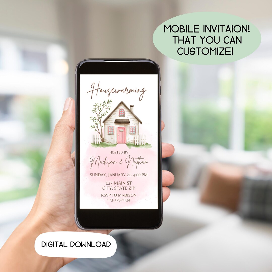 Editable Housewarming Mobile Invitation, Customized New Home Party ...