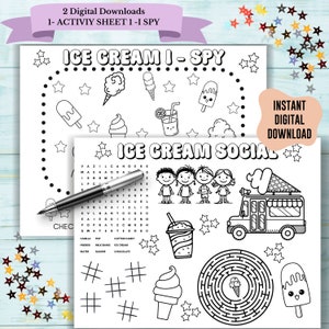 Ice Cream Social Coloring Activity Sheet, Printable End of School Year ...