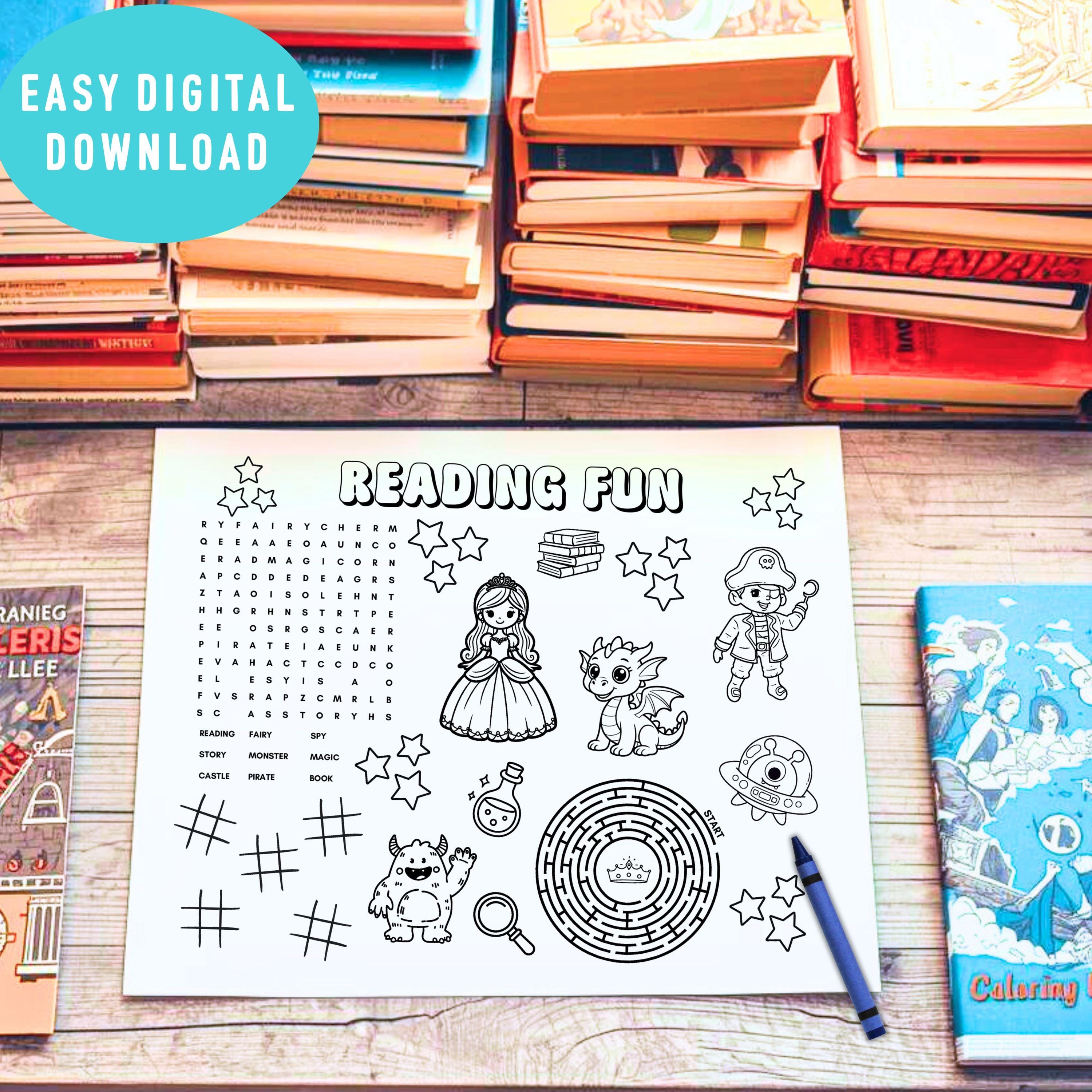 Reading Kid Coloring Sheet, Digital Download Book Fair Activity, School ...