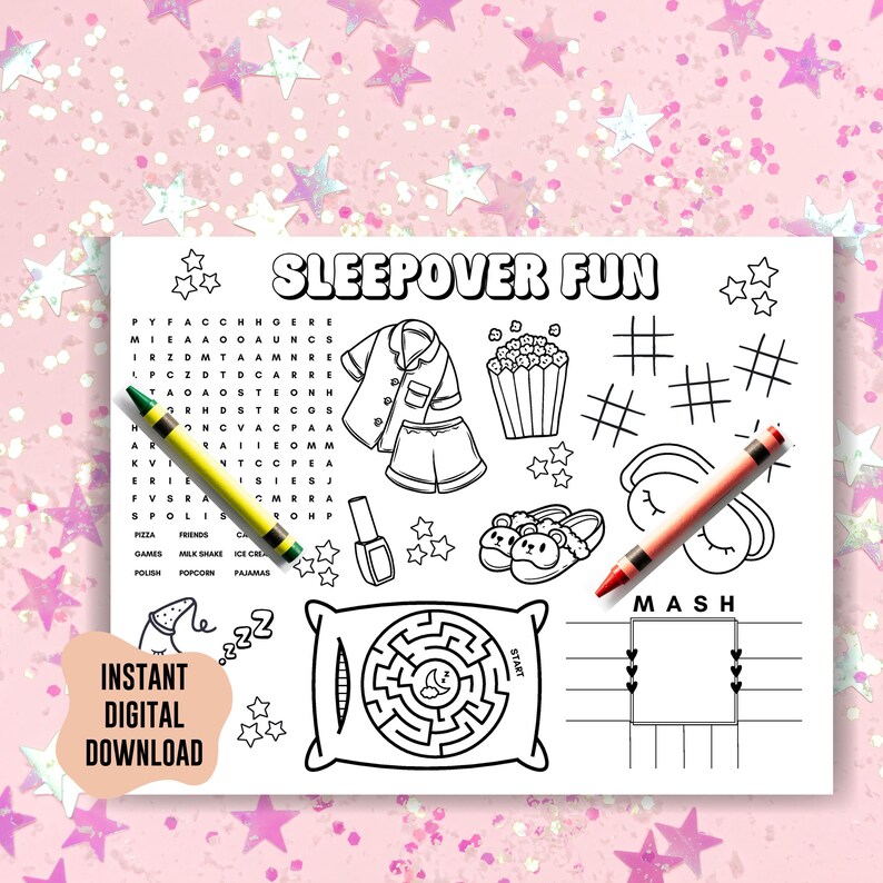 Girl Slumber Party Games Bundle, Sleepover MASH Printable Activities ...