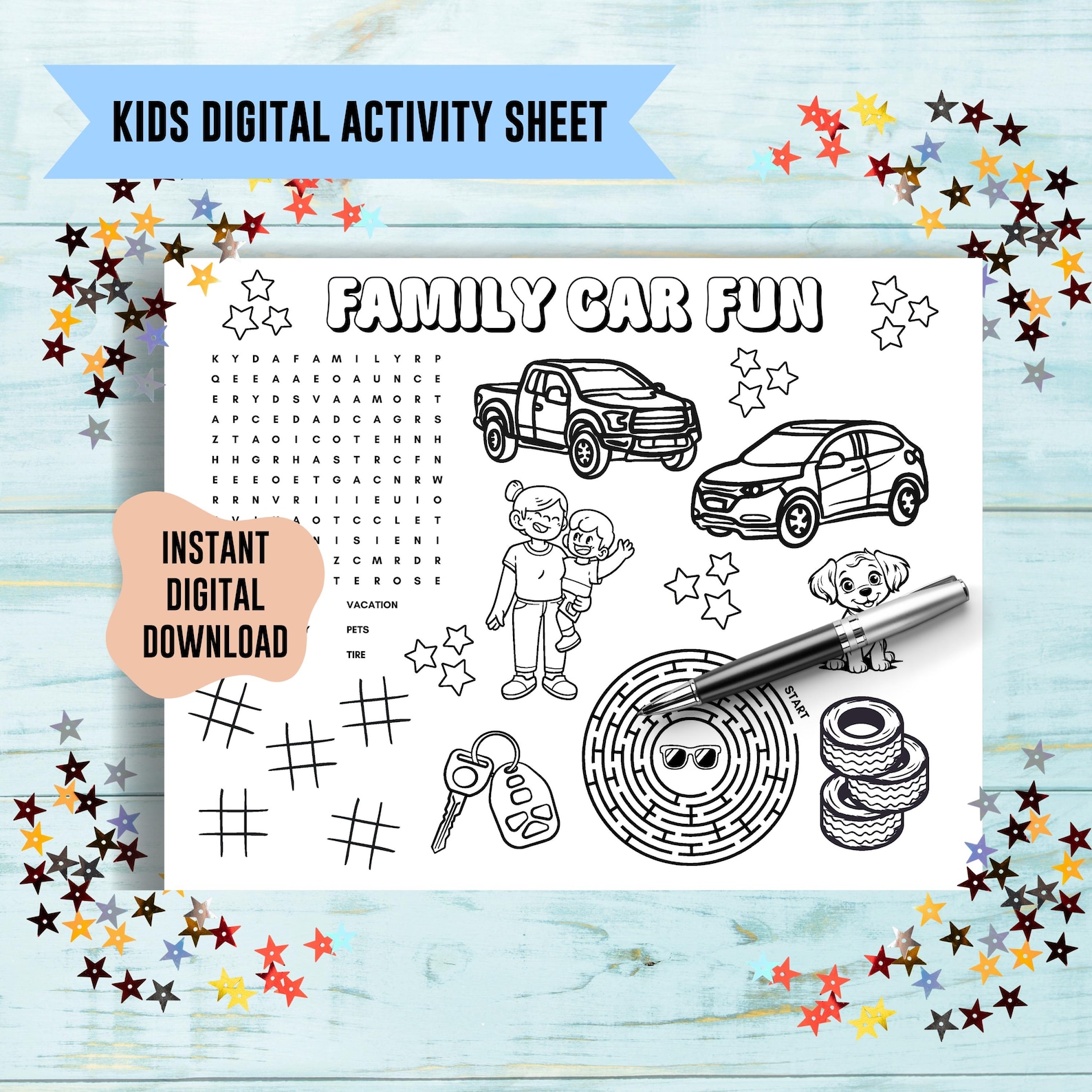 Digital Car Dealership Auto Body Shop Activity Sheet, Kid Waiting Room ...