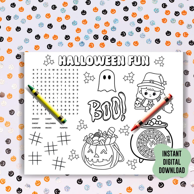 2 Easy Halloween Kid Coloring Sheet, Digital Download Fall Candy ...