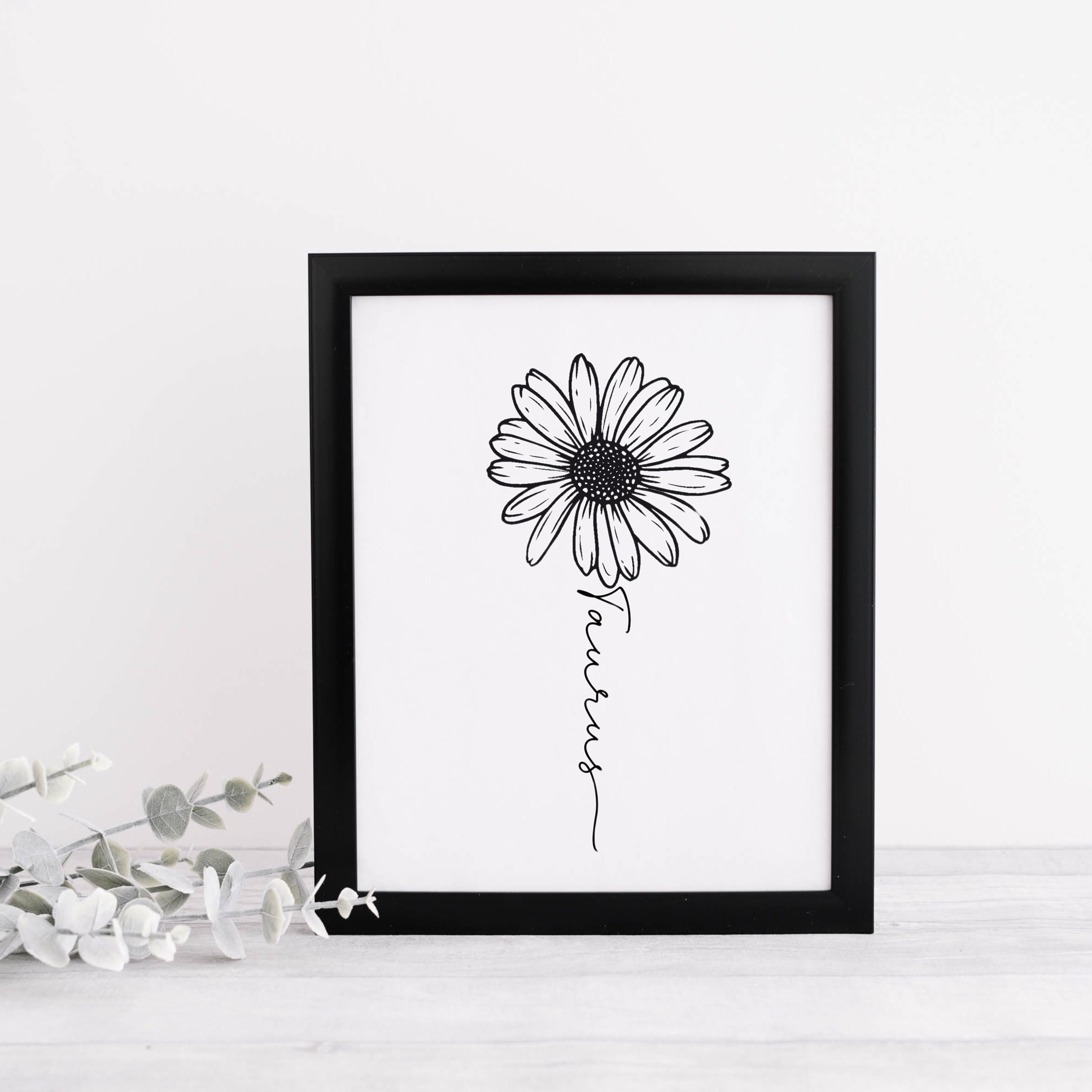 Daisy Zodiac Taurus April Birth Flower PRINTABLE Digital Wall Art ...