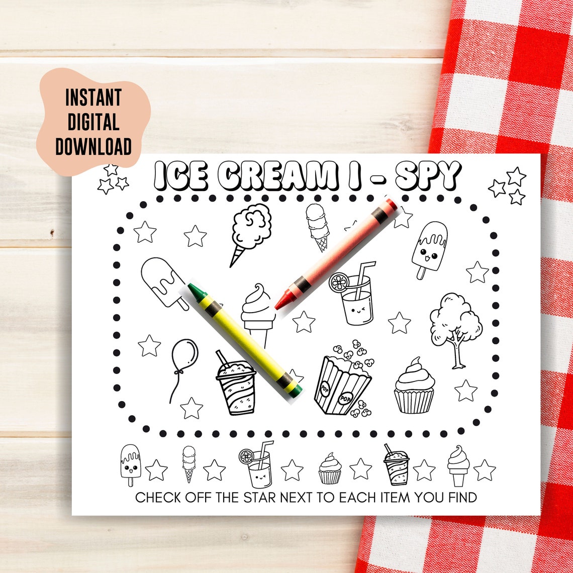 Ice Cream Social Coloring Activity Sheet, Printable End of School Year ...