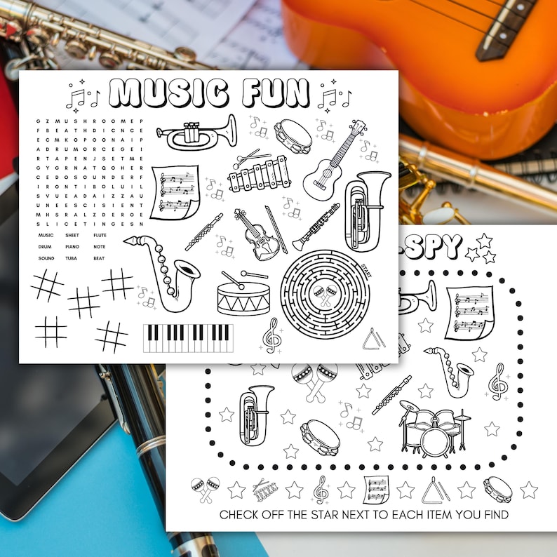 Music Class Activity Coloring Page, Kids Band Teacher Sheet, Printable ...