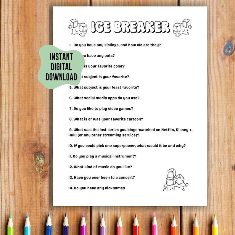 Class Ice Breaker Questions, Teen Team Building Game, First Day of ...