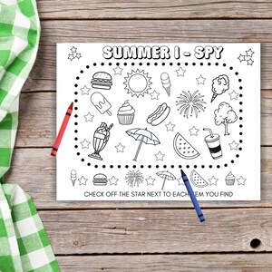 2 Summer Coloring Activity Placemat, Printable Summer Kids Games Gift ...