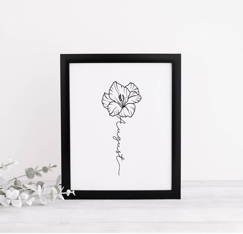 Gladiolus August Birth Flower Poster, PRINTABLE Digital Wall Art August ...