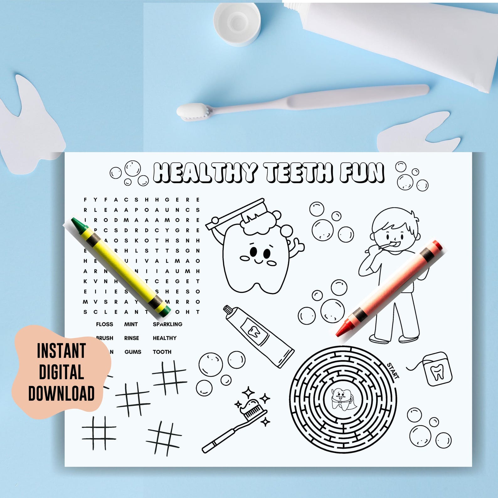 Dentist Office Kids Coloring Sheet, Digital Download Waiting Room ...