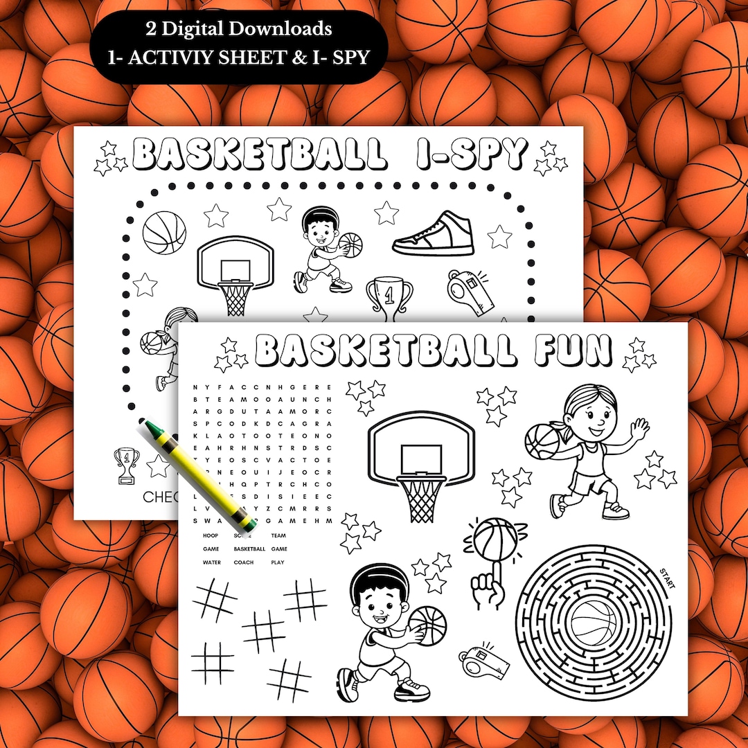 Easy Basketball Kid Coloring Sheet, Digital Team Practice Activity ...
