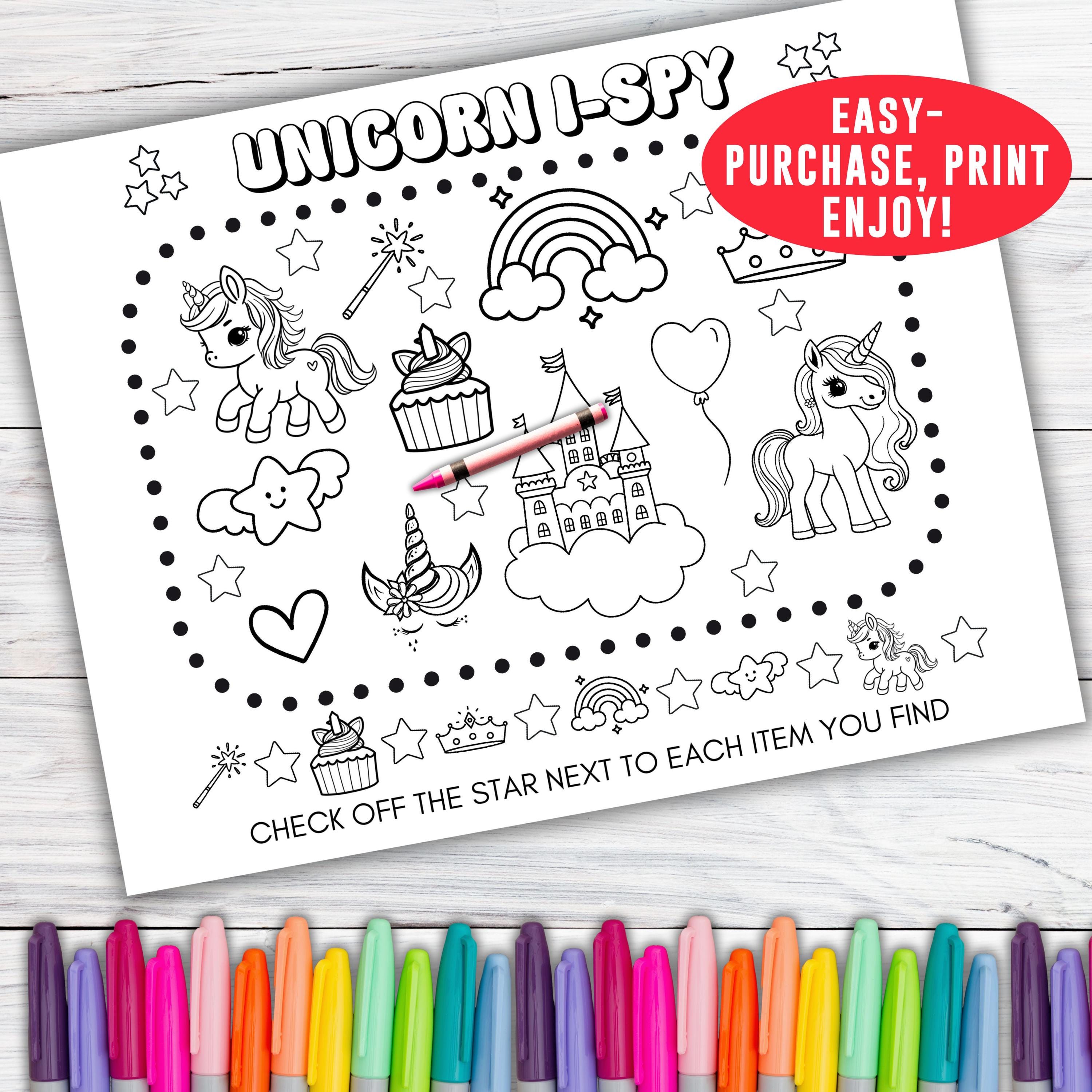 Unicorn Coloring Pages, Girl Birthday Activity Sheet, Kid Party Favor ...