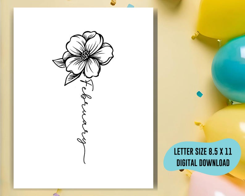 February Birth Flower PRINTABLE Wall Art, Violet Birthday or ...
