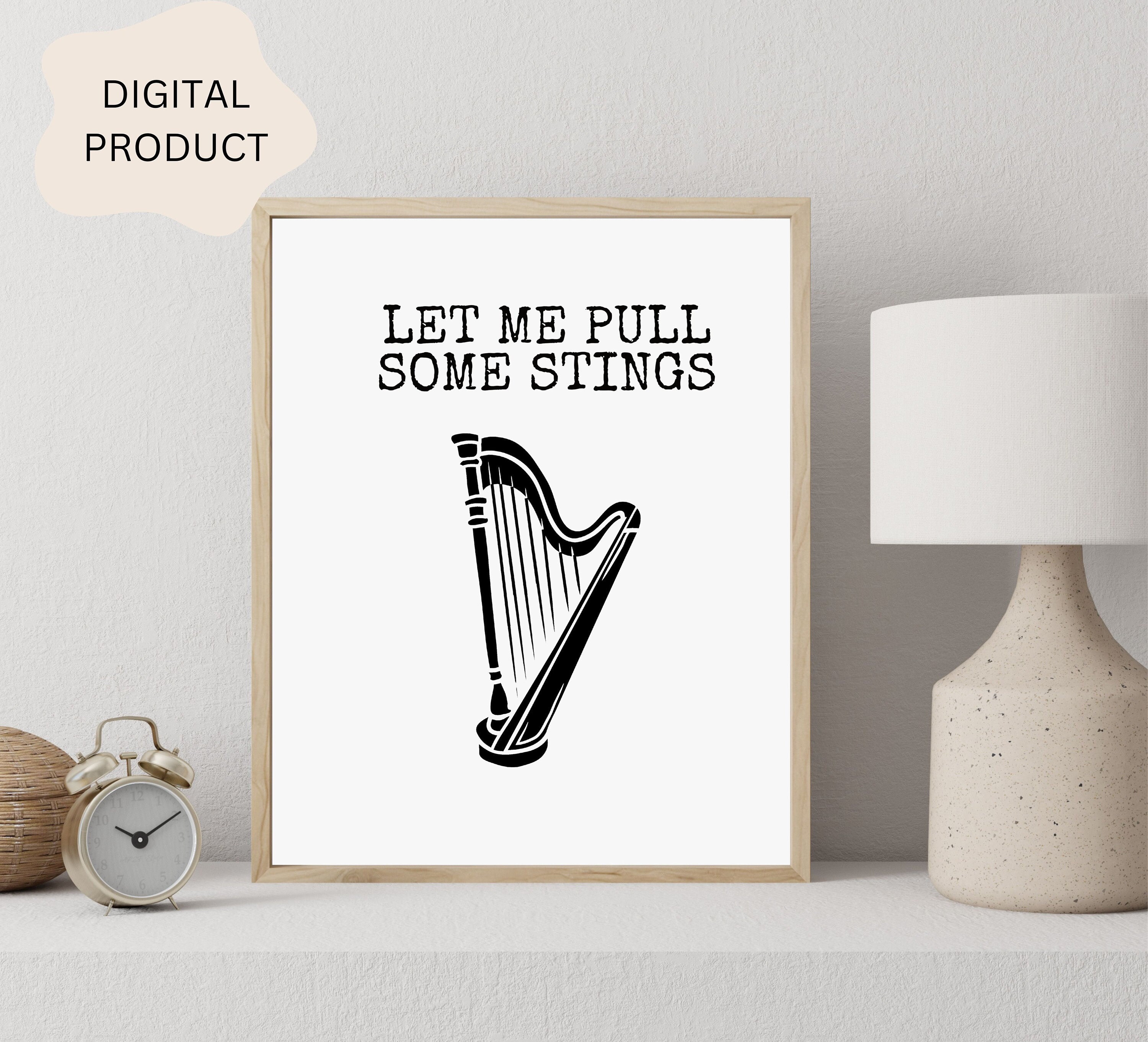 Funny Harp Lover Poster Harp Player PRINTABLE Wall Art, Band Teacher ...